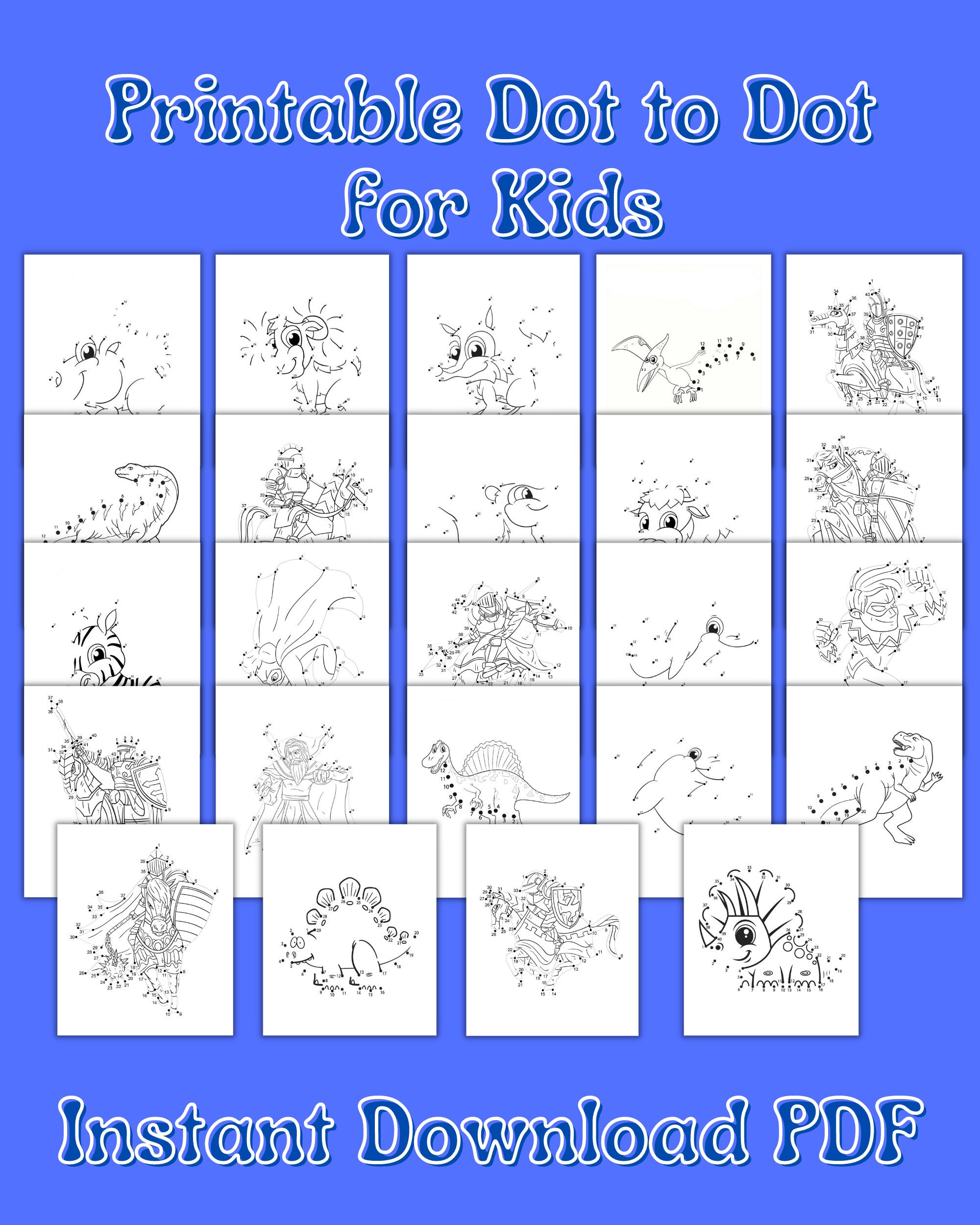 Printable Dot to Dot for Kids, 128 Dot to Dot Pages, Instant Download ...