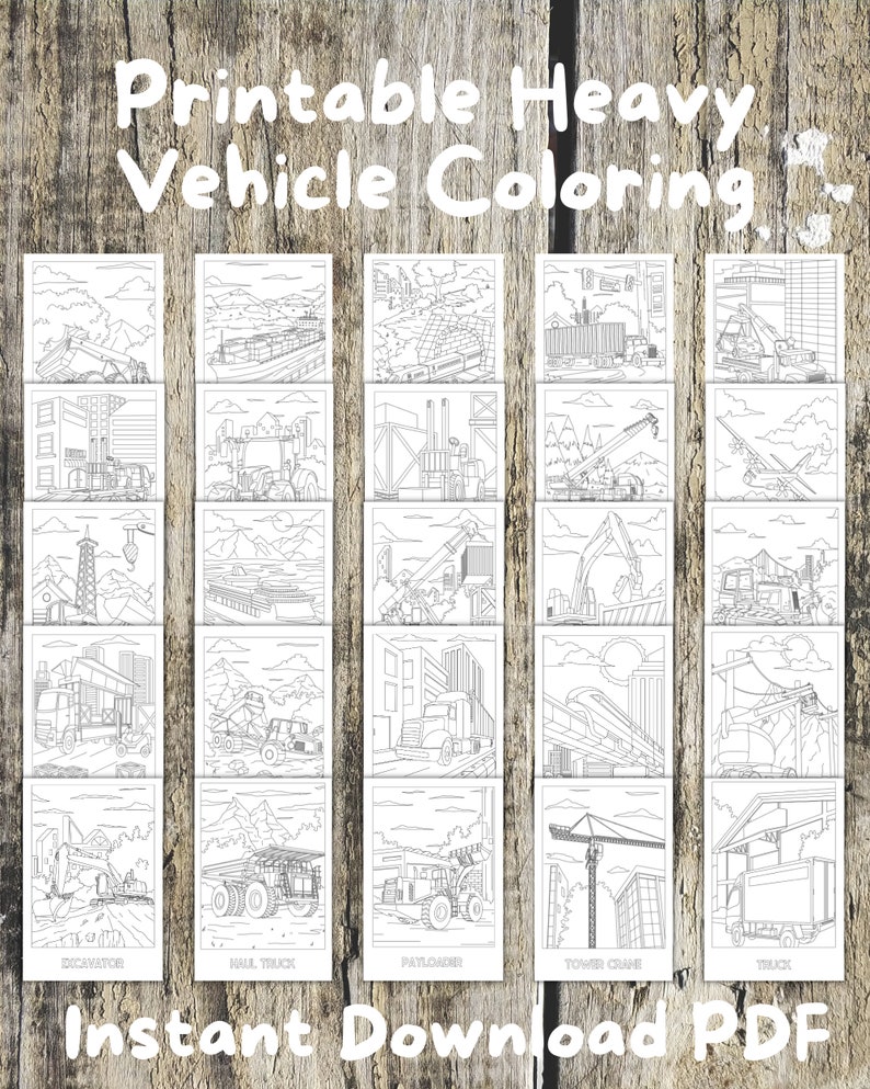 Printable Heavy Vehicle Coloring Pages 40 Pictures for Kids | Etsy