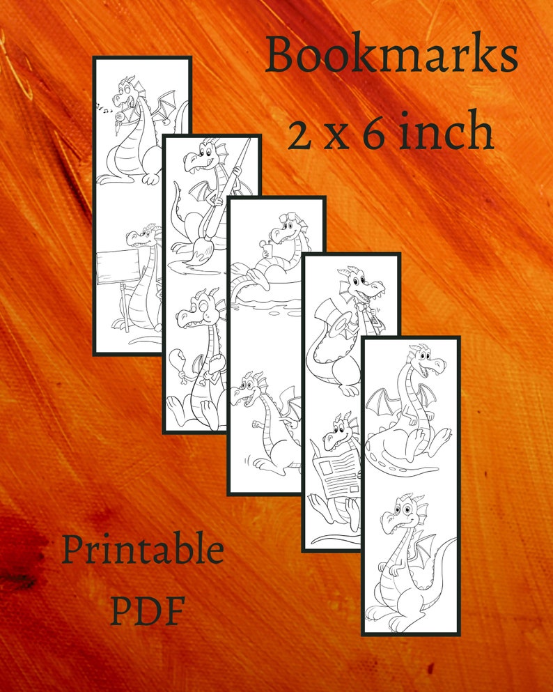 Printable Kids Coloring Dragon Bookmarks, Instant Download PDF - Etsy