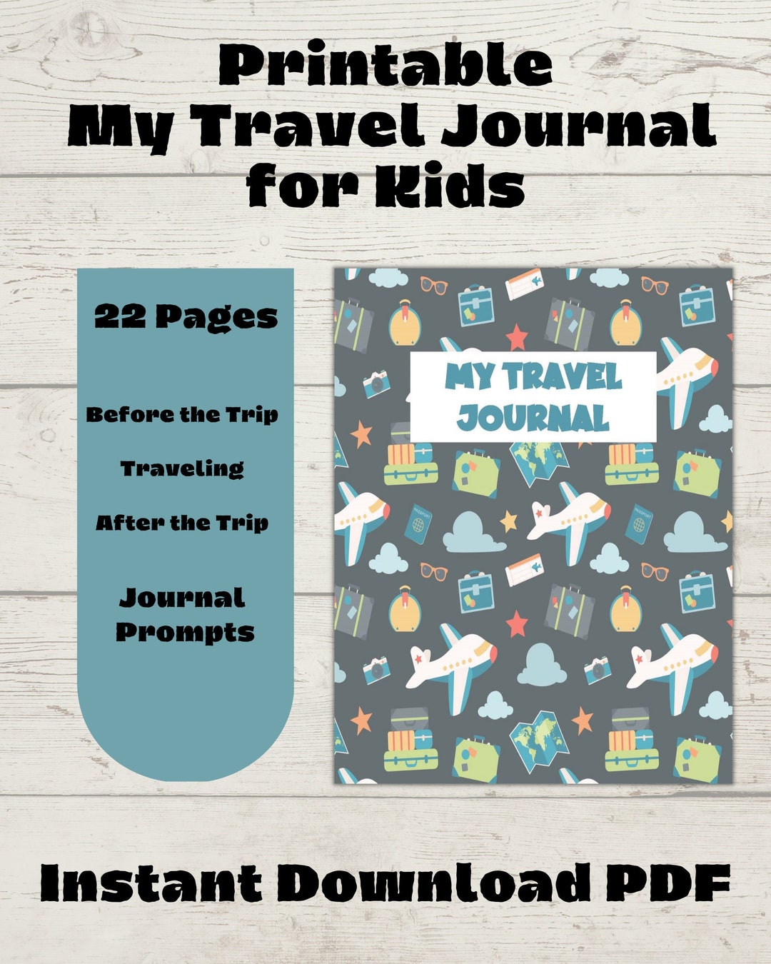 Printable Kids Travel Journal, Vacation Memory Journal, Travel Diary ...