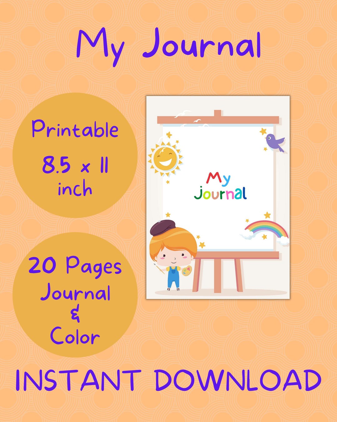 Printable my Journal, Coloring Pages, Journal Prompts for Kids, Instant ...