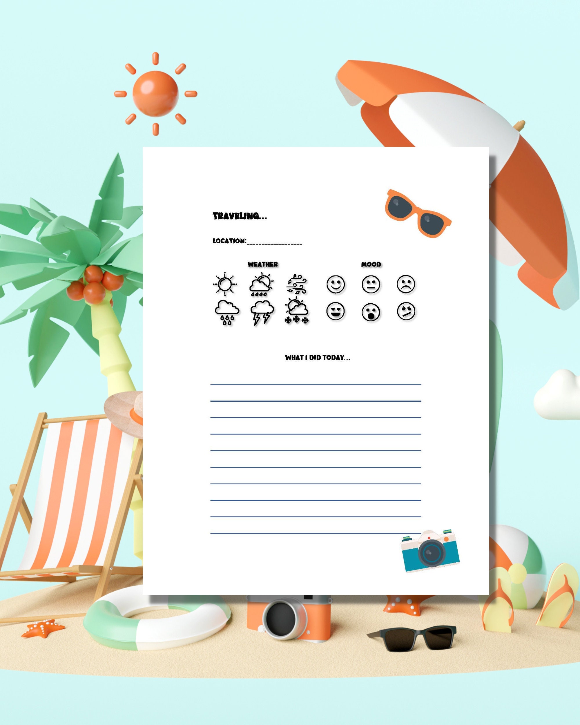 Printable Kids Travel Journal, Vacation Memory Journal, Travel Diary ...