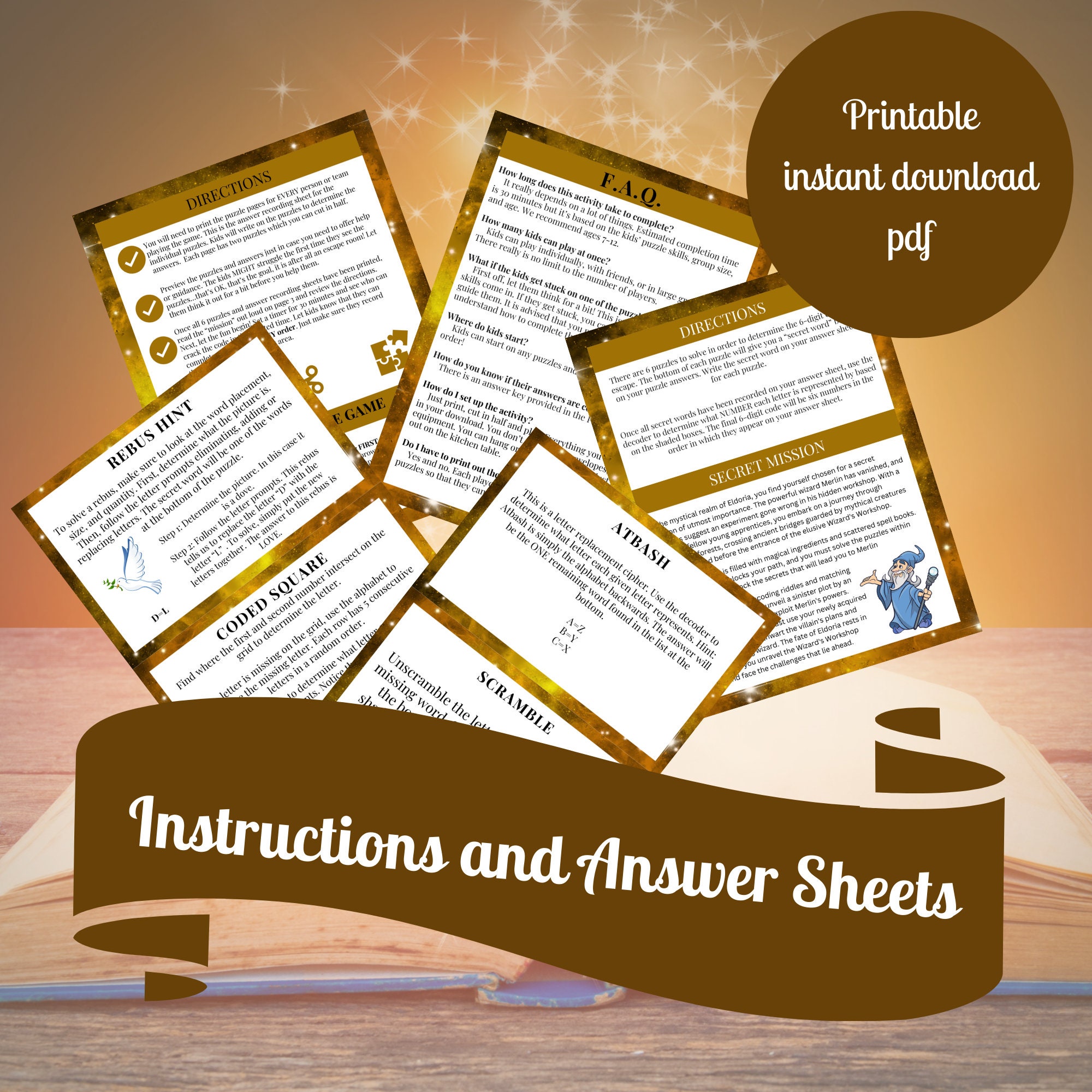 Printable Wizard Escape Room for Kids, DIY Escape Game Kit, Instant ...