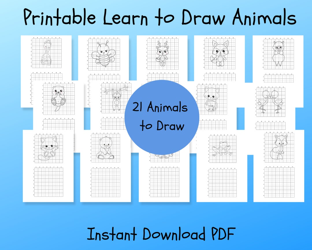 Printable Learn to Draw Animals Activity Pages for Kids, Instant ...