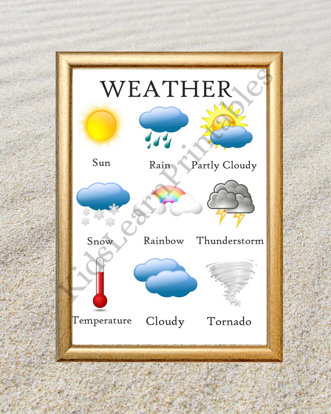 Printable Weather Words Chart, Educational Home Learning, 8.5 X 11 Inch ...