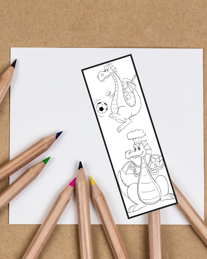 Printable Kids Coloring Dragon Bookmarks, Instant Download PDF - Etsy