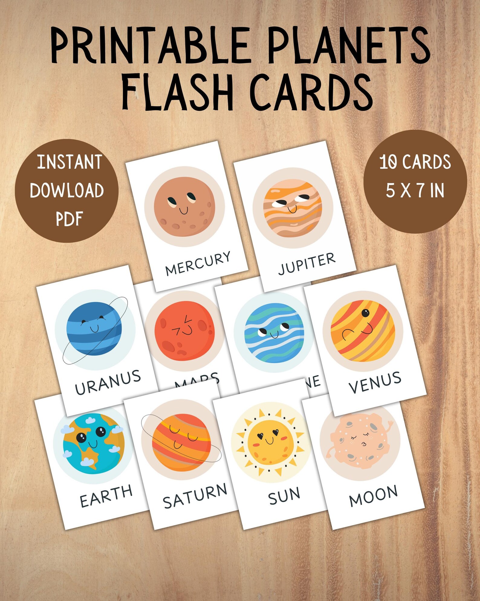 Printable Planets Flash Cards, Educational Instant Download PDF - Etsy
