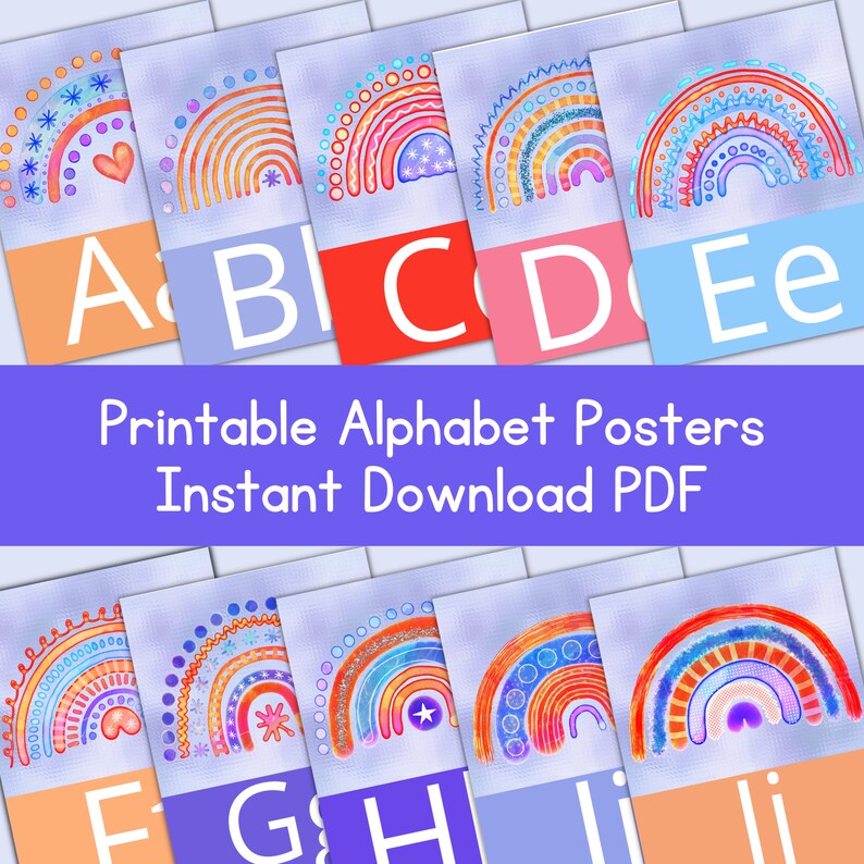 Printable Alphabet Posters, Educational Instant Download PDF, Full Page ...