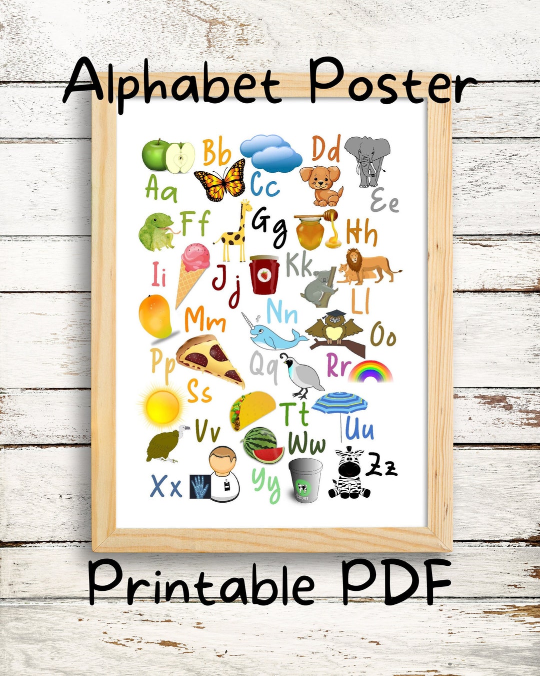 Printable Alphabet Chart, ABC Poster, Educational Instant Download PDF ...