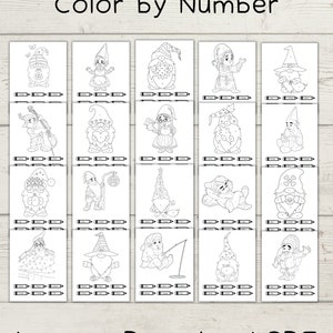 Printable Gnomes Color by Number, Kids Color by Numbers, 20 Pages ...