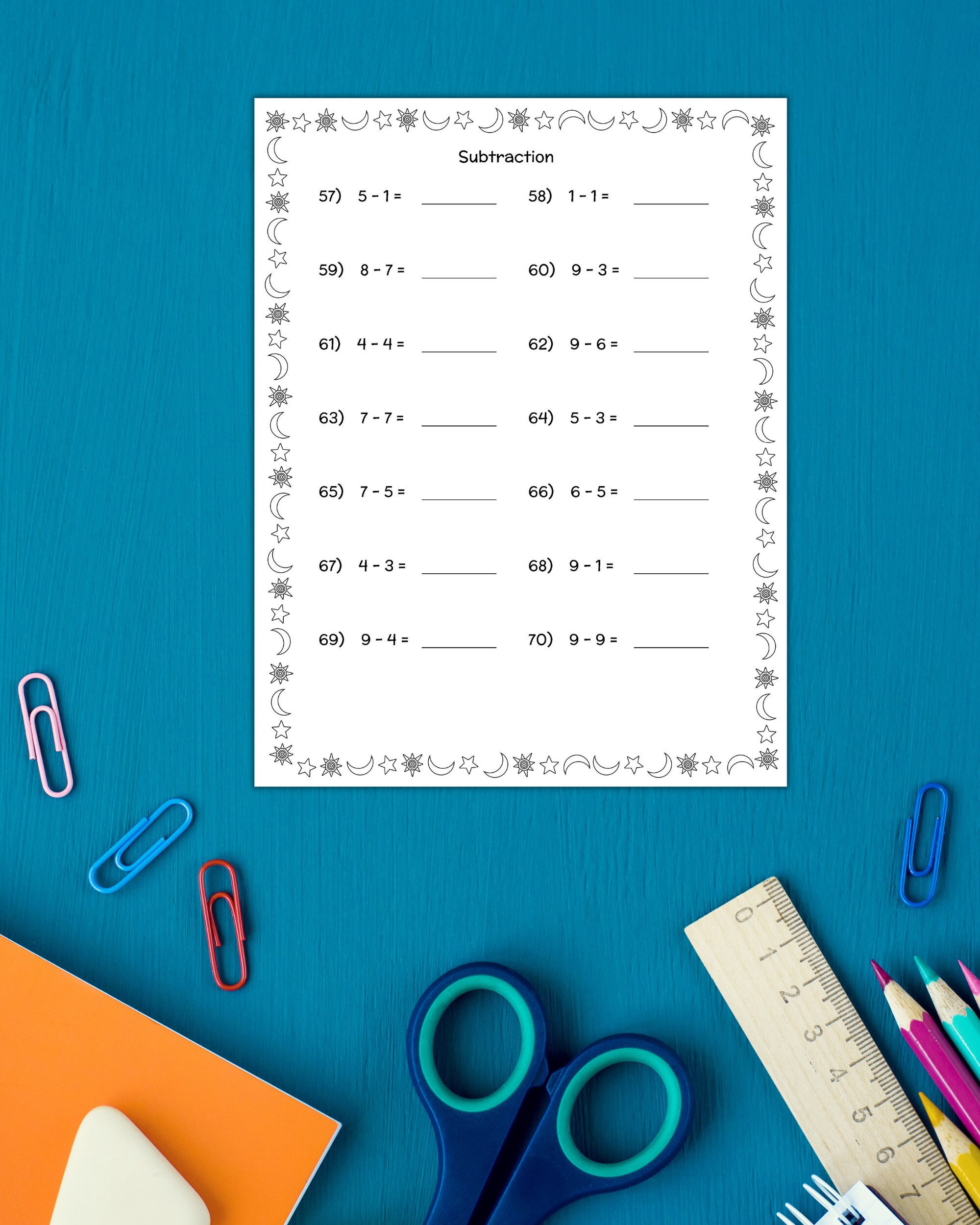 Printable Maths Subtraction Worksheets, 20 Sheets With Answers, Instant ...