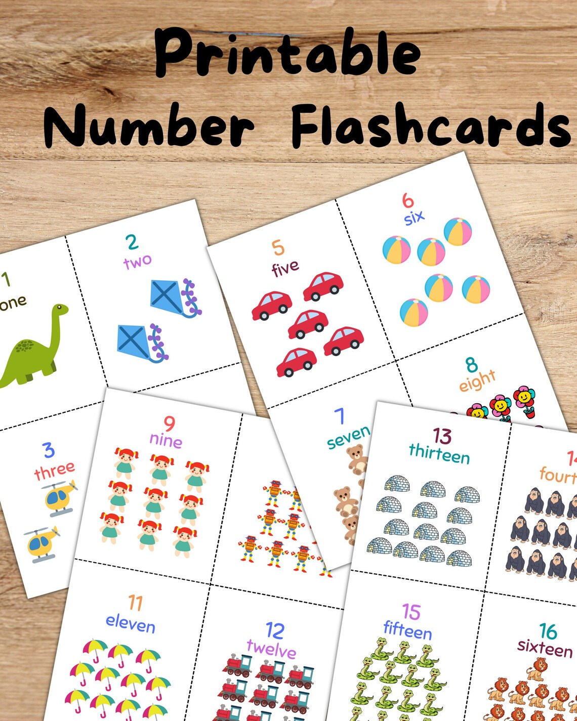 Printable Numbers 1 - 20 Flash Cards, Educational Instant Download PDF ...
