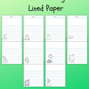 Printable Frogs Lined Paper With Picture Boxes, 10 Pages, Instant ...