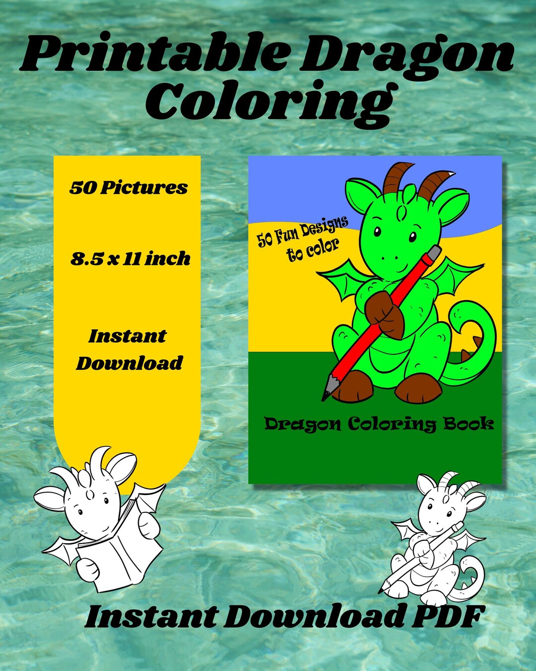 Printable Dragon Coloring Pages, 50 Pages to Color, Instant Download ...