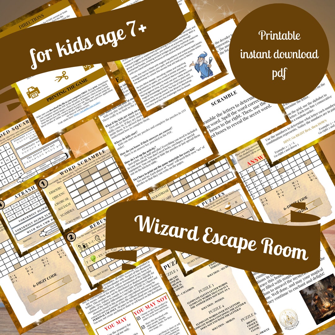 Printable Wizard Escape Room for Kids, DIY Escape Game Kit, Instant ...
