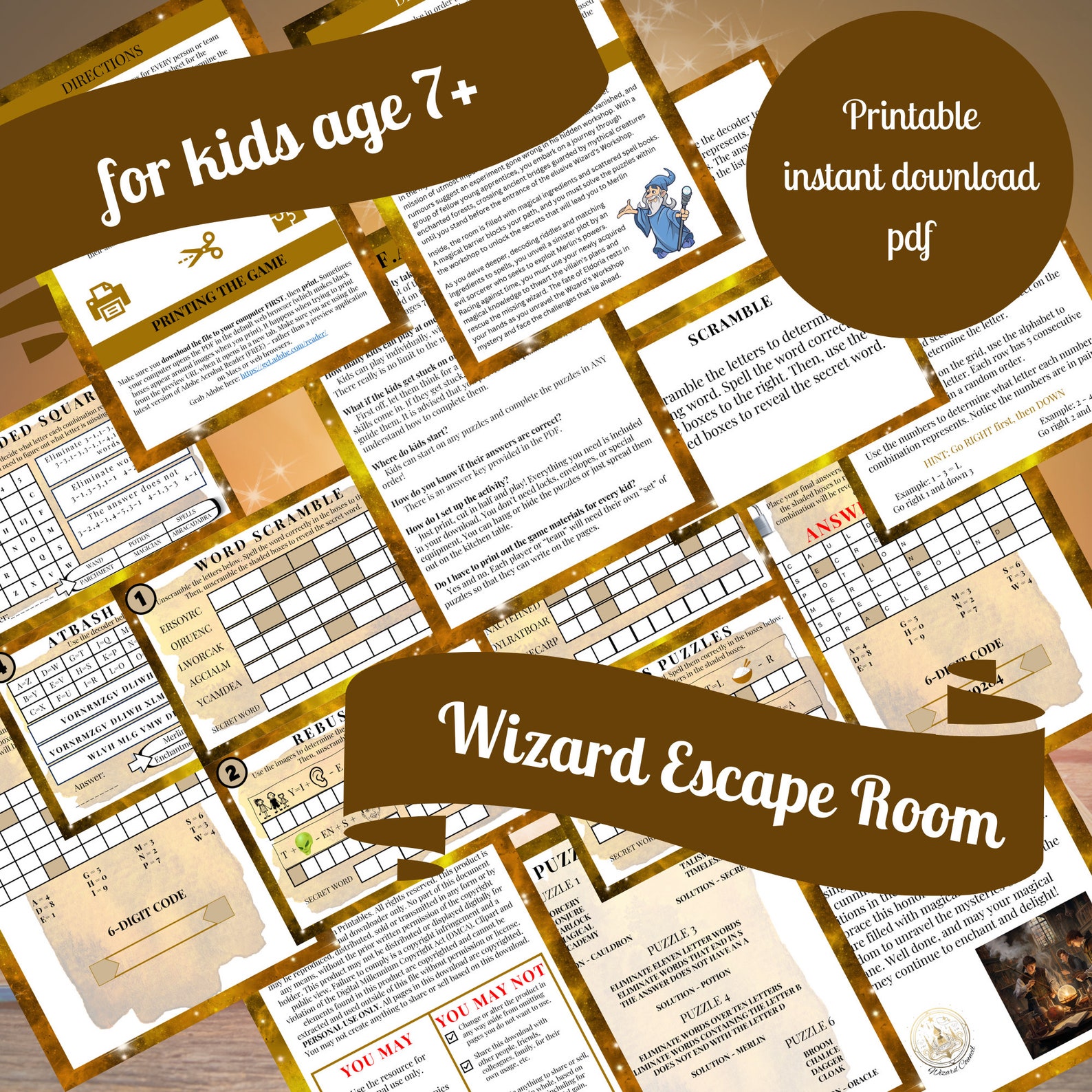 Printable Wizard Escape Room for Kids, DIY Escape Game Kit, Instant ...
