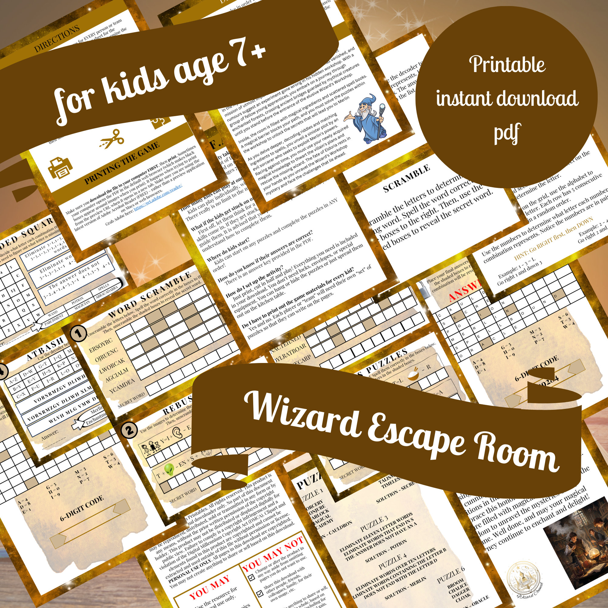 Printable Wizard Escape Room for Kids, DIY Escape Game Kit, Instant ...