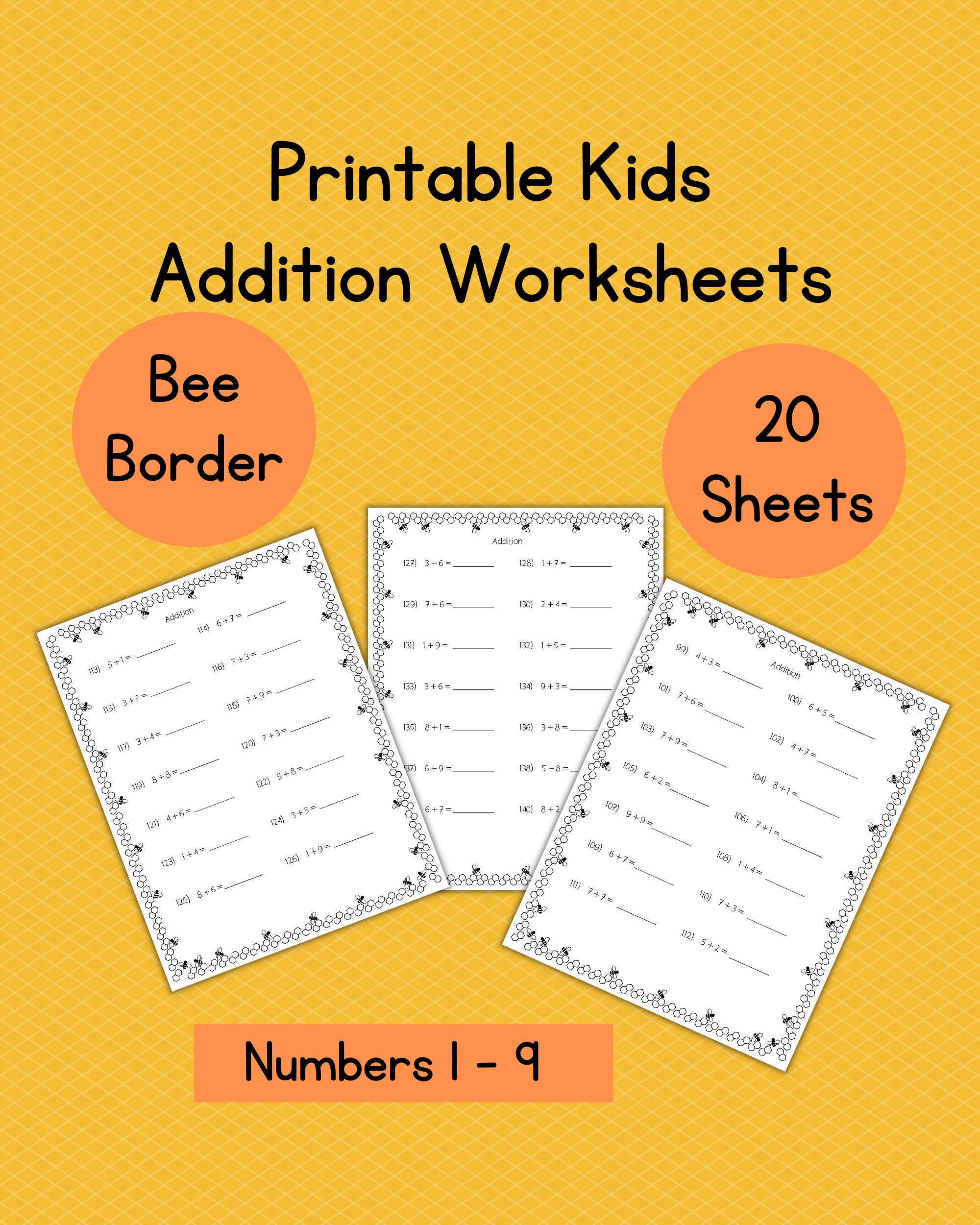 Printable Maths Addition Worksheets 20 Sheets With Answers - Etsy