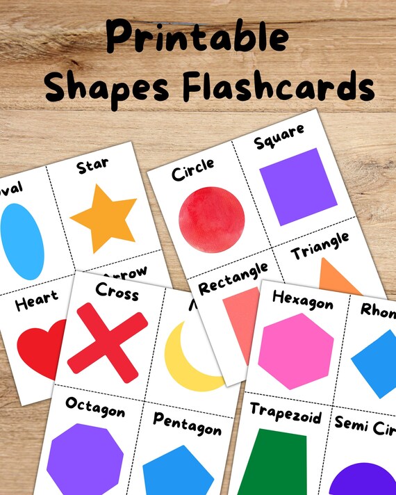 Printable Shapes Flash Cards Educational Instant Download | Etsy