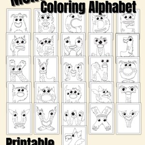 Printable Monster Coloring Alphabet, Alphabet Coloring Pages, Instant ...