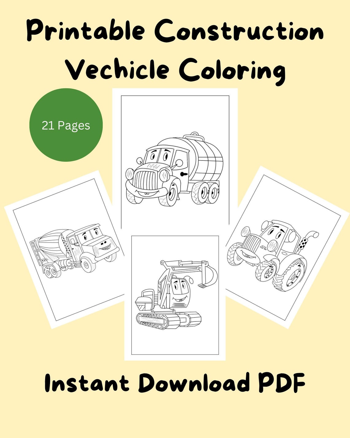 Printable Construction Vehicles Coloring Pages, 21 Pictures to Color ...