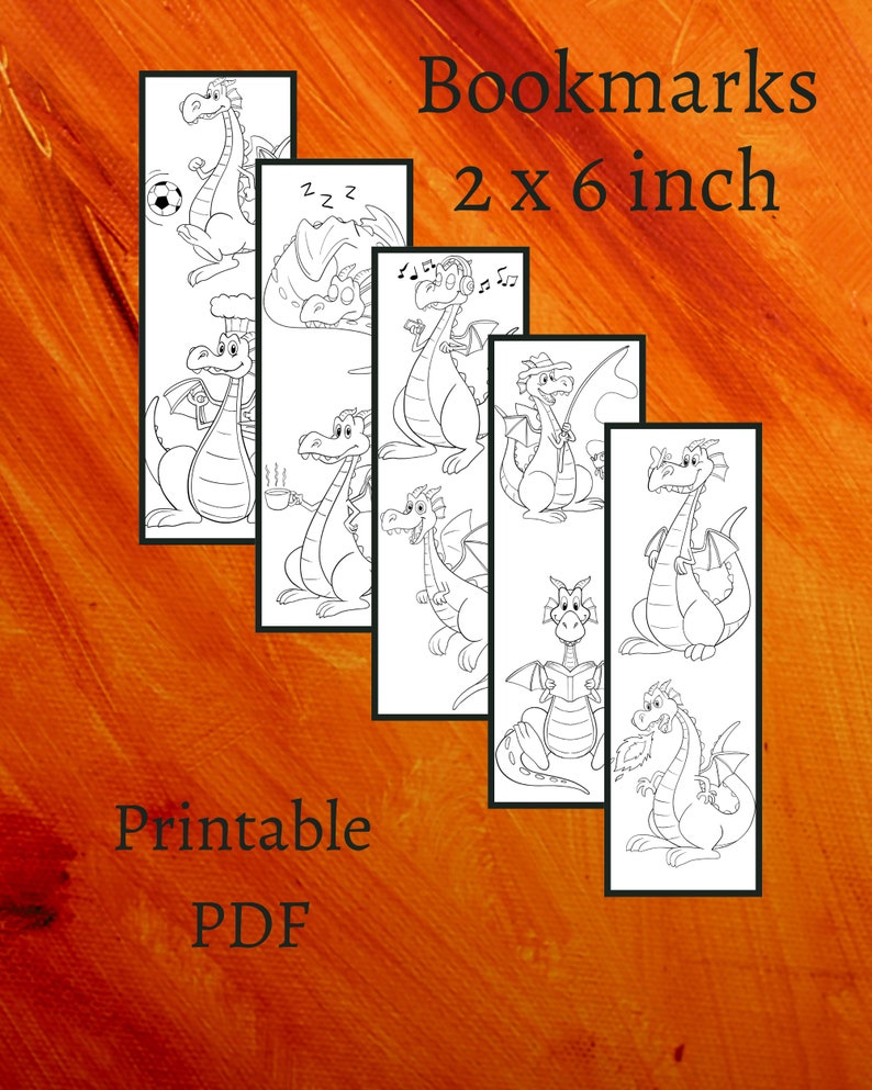 Printable Kids Coloring Dragon Bookmarks, Instant Download PDF - Etsy