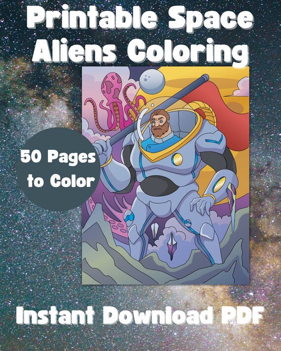 Printable Space Aliens Coloring Pages 50 Pages to Color - Etsy