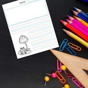 Printable Frogs Lined Paper With Picture Boxes, 10 Pages, Instant ...