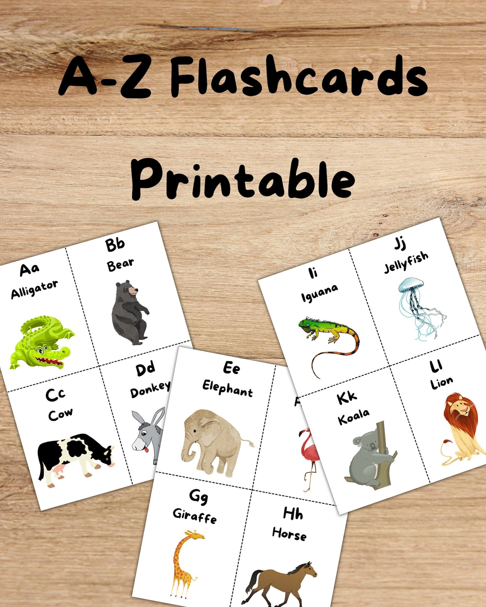 Printable A - Z Alphabet Flash Cards, ABC Cards, Educational Instant ...
