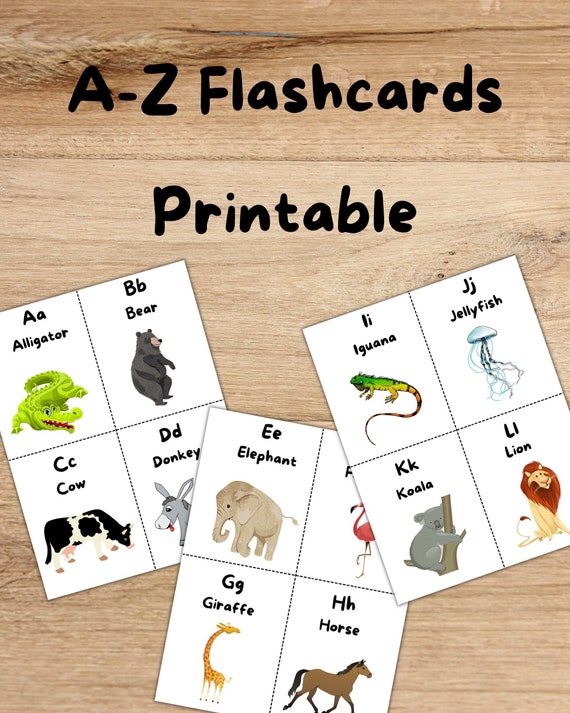 Printable A Z Alphabet Flash Cards ABC Cards Educational - Etsy