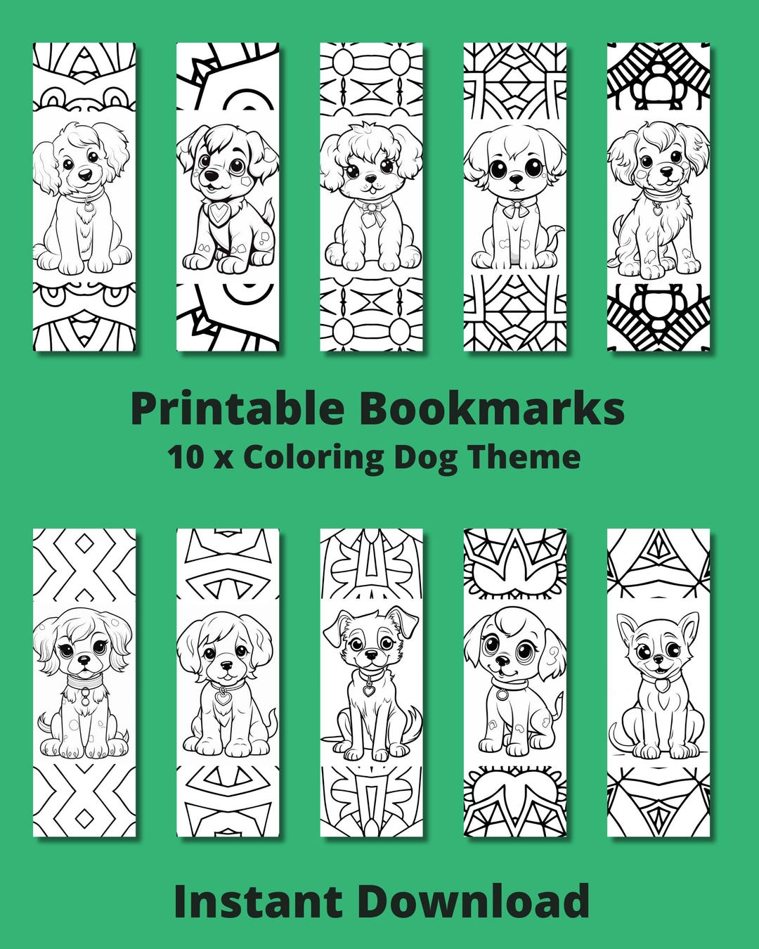 Printable Kids Coloring Dog Theme Bookmarks, Instant Download PDF - Etsy