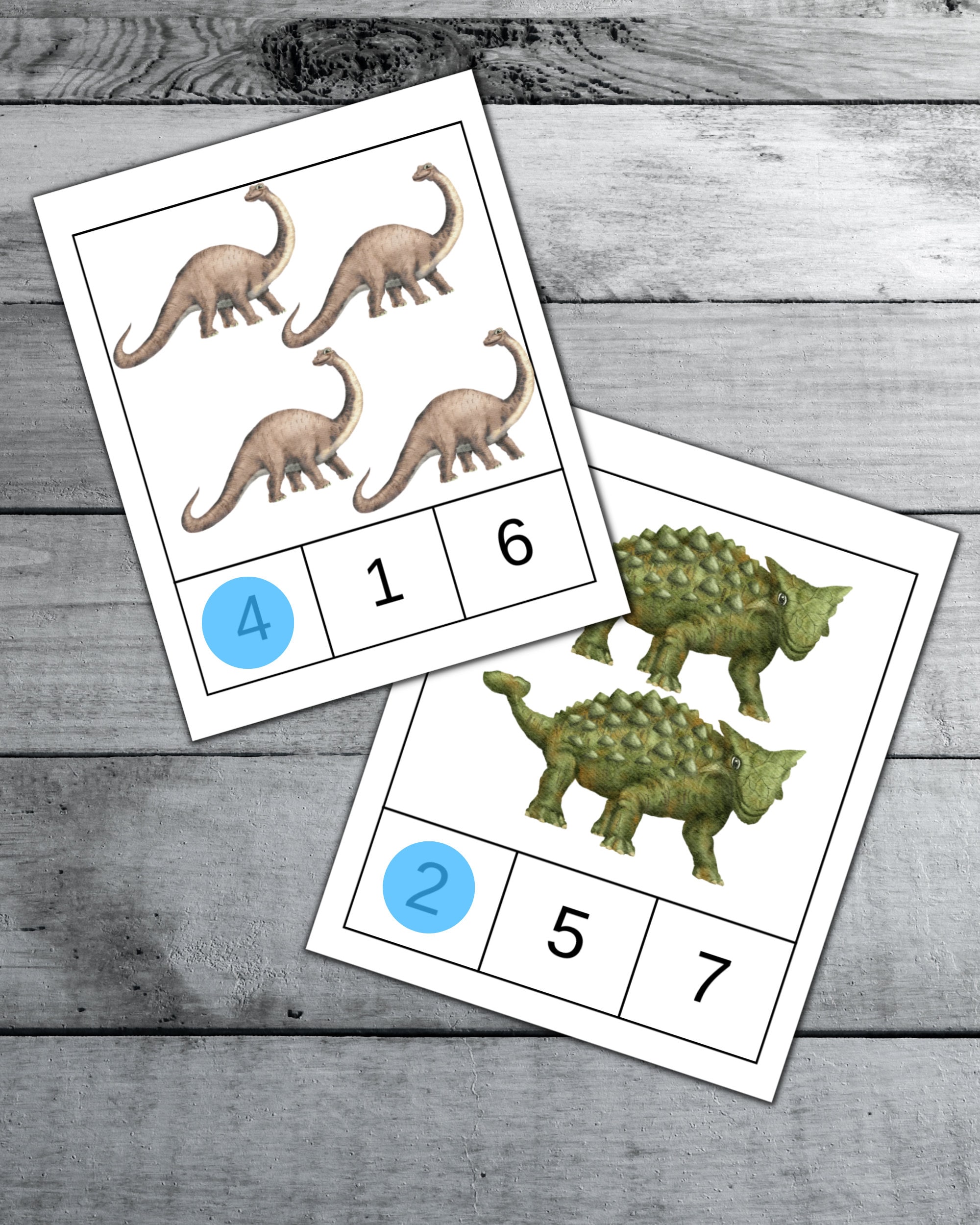 Printable Count and Clip Cards 1 - 20, Dinosaur Theme, Instant Download ...