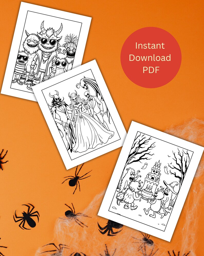 Printable Halloween Party Coloring Pages, 30 Pictures to Color, Instant ...