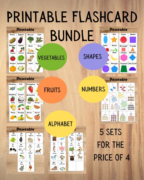 Printable Flashcards Bundle 5 Sets for the Price of 4 | Etsy
