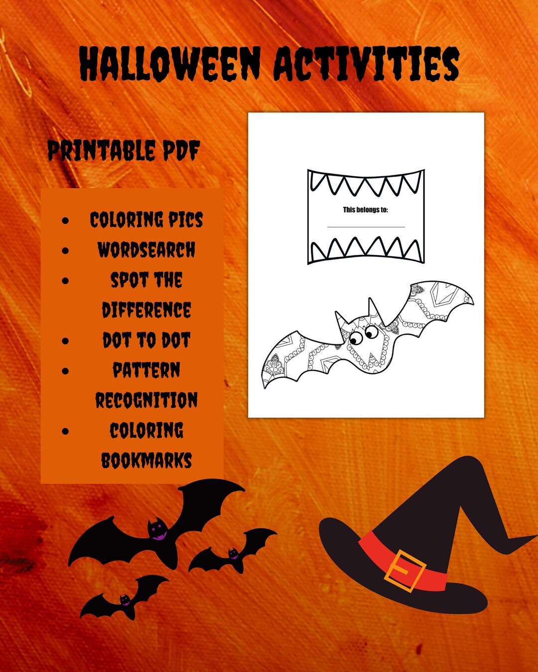 Printable Halloween Activity Pages, Instant Download PDF, Kids ...