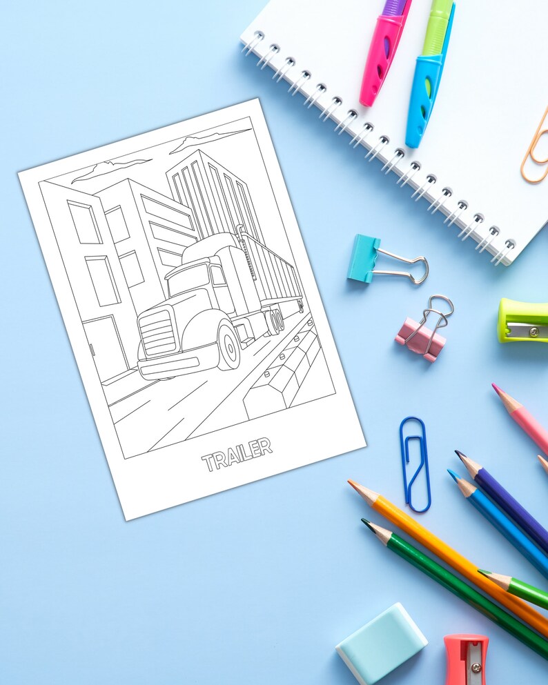 Printable Heavy Vehicle Coloring Pages, 40 Pictures for Kids, Instant ...