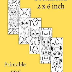 Printable Kids Coloring Cat Theme Bookmarks, Instant Download PDF - Etsy