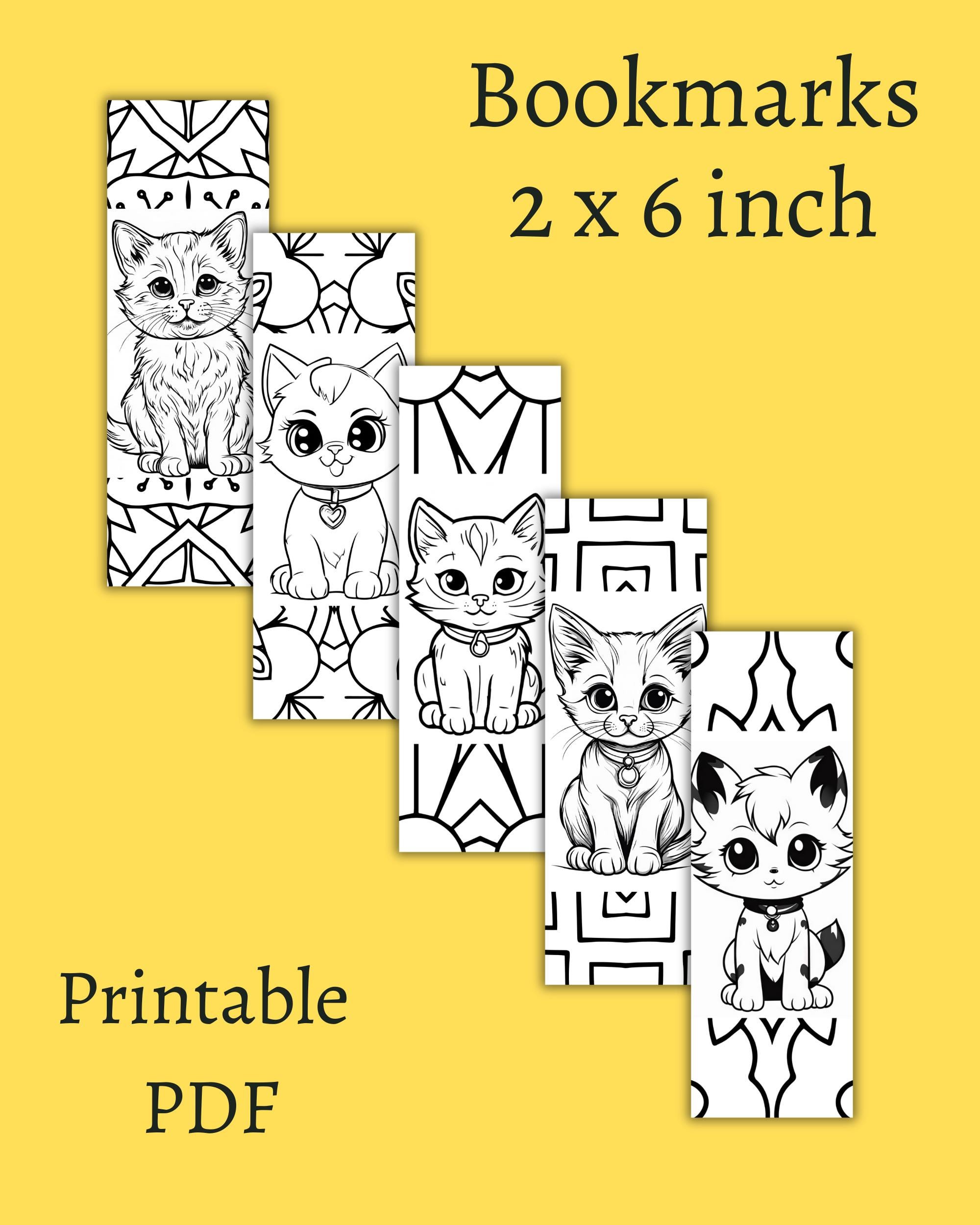 Printable Kids Coloring Cat Theme Bookmarks, Instant Download PDF - Etsy