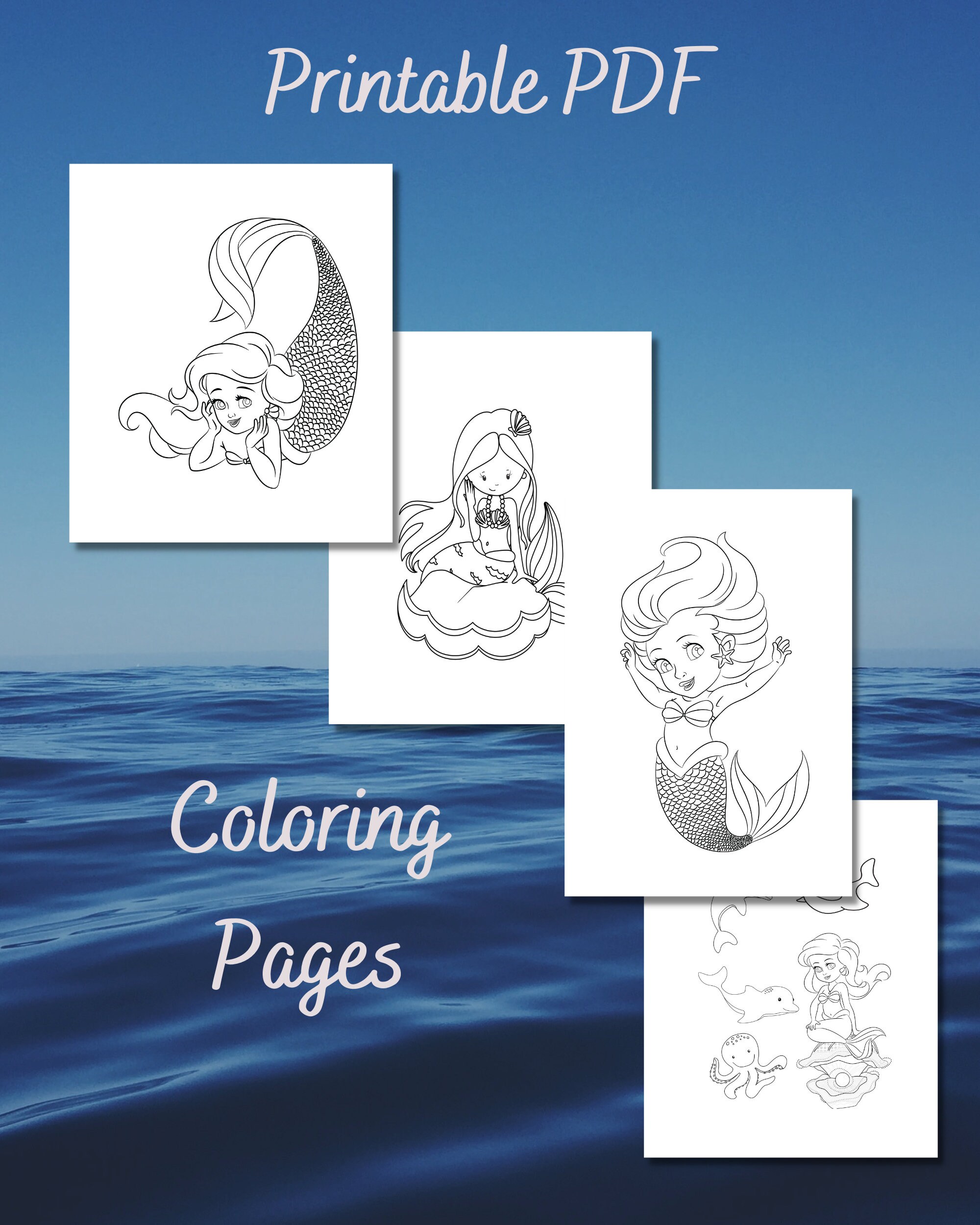 Printable Mermaid Activity and Coloring Pages for Kids, Instant ...