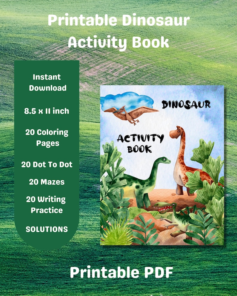 Printable Dinosaur Activity and Coloring Pages for Kids - Etsy