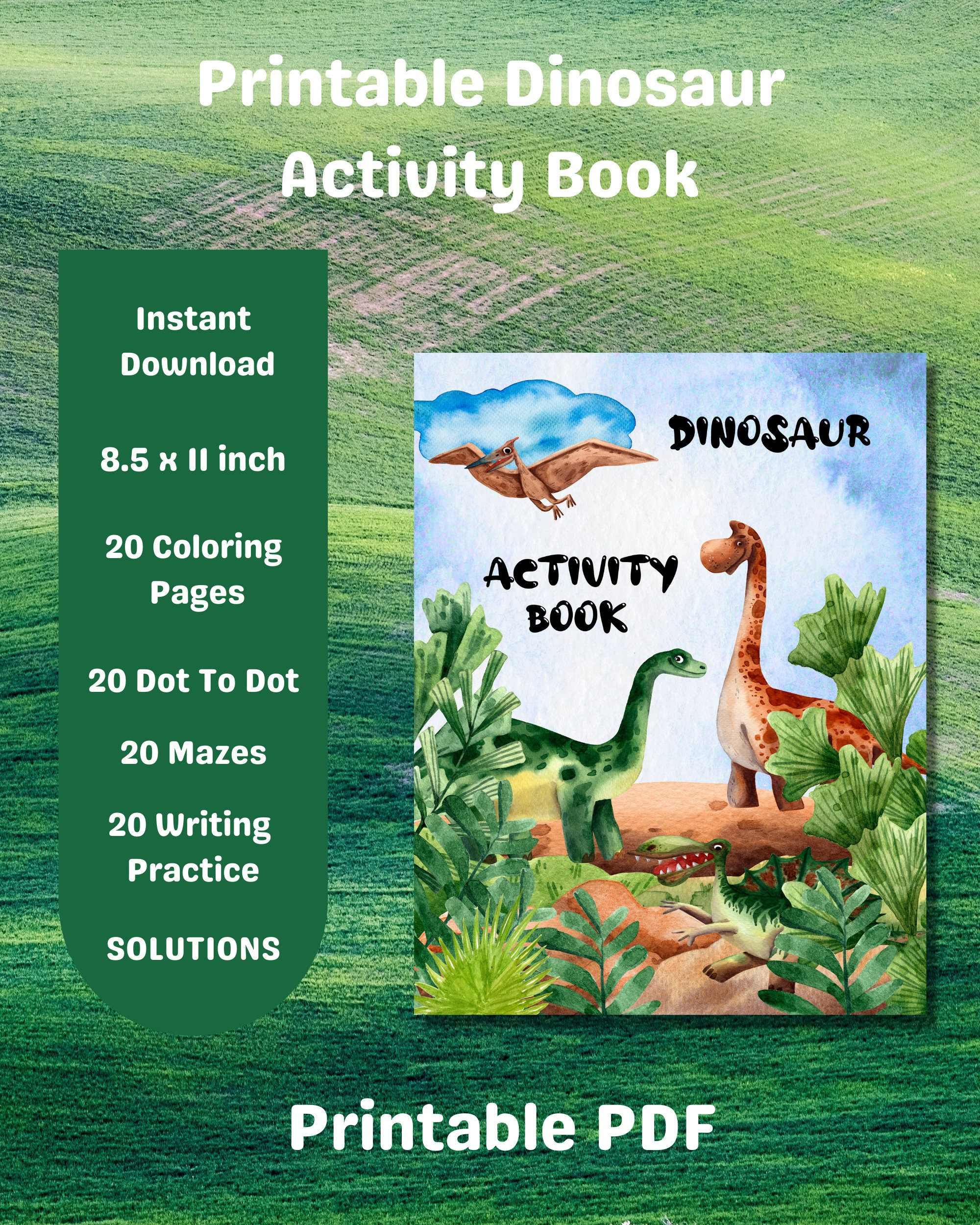 Printable Dinosaur Activity and Coloring Pages for Kids, Instant ...