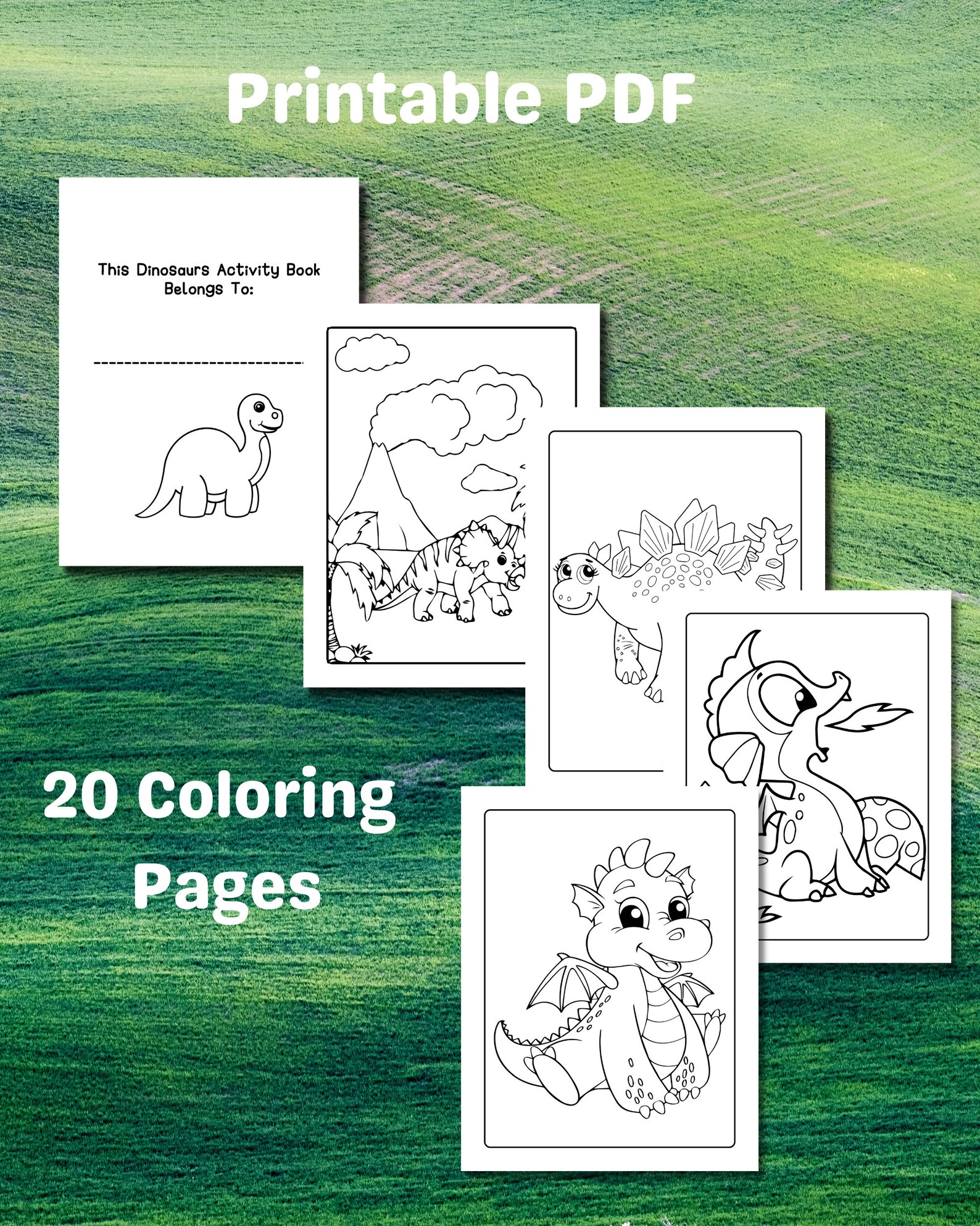 Printable Dinosaur Activity and Coloring Pages for Kids, Instant ...