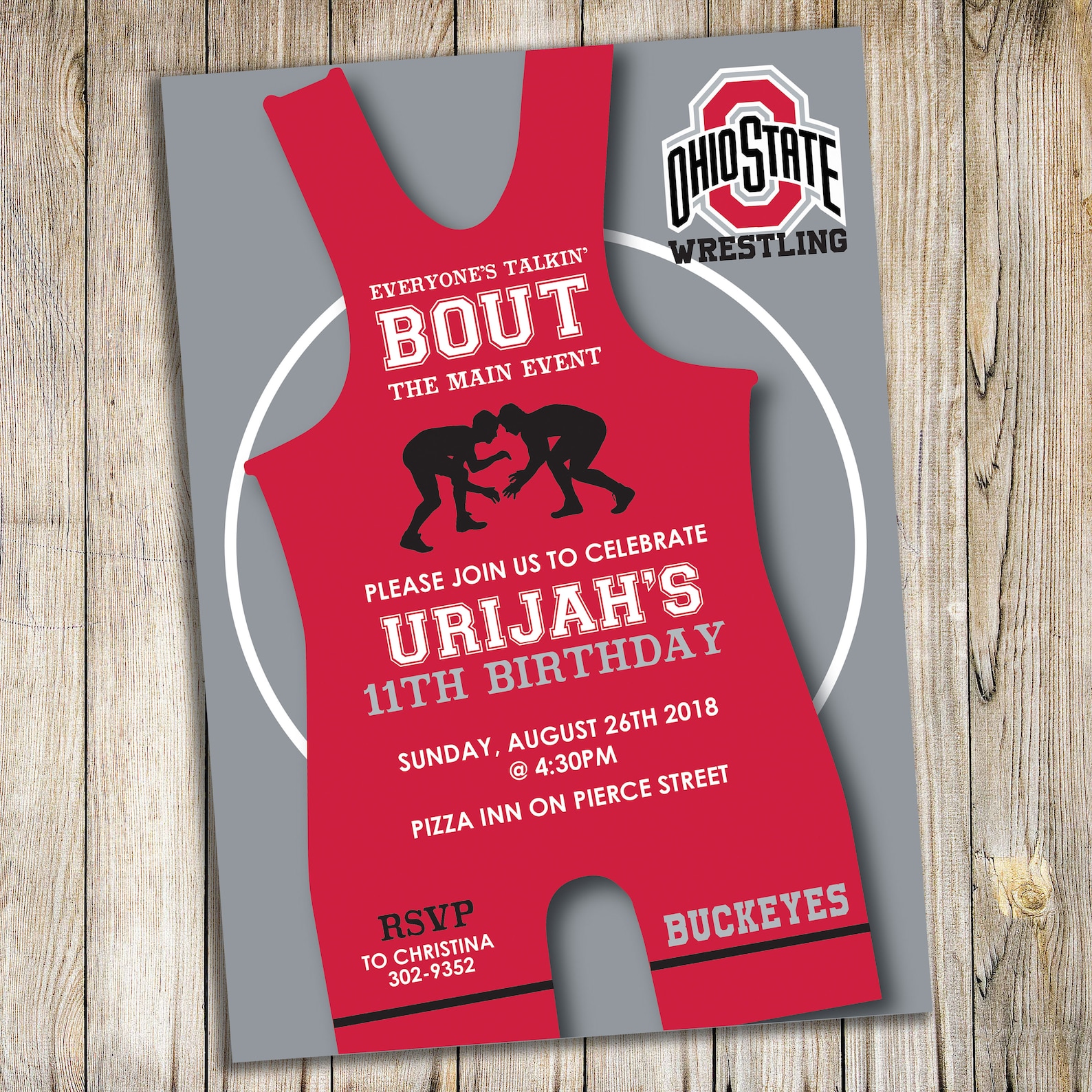 Wrestling Birthday Party Invitation / Sports Birthday Party Invite ...