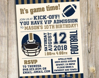 Football Theme Birthday Party Invitation / Customized Green | Etsy