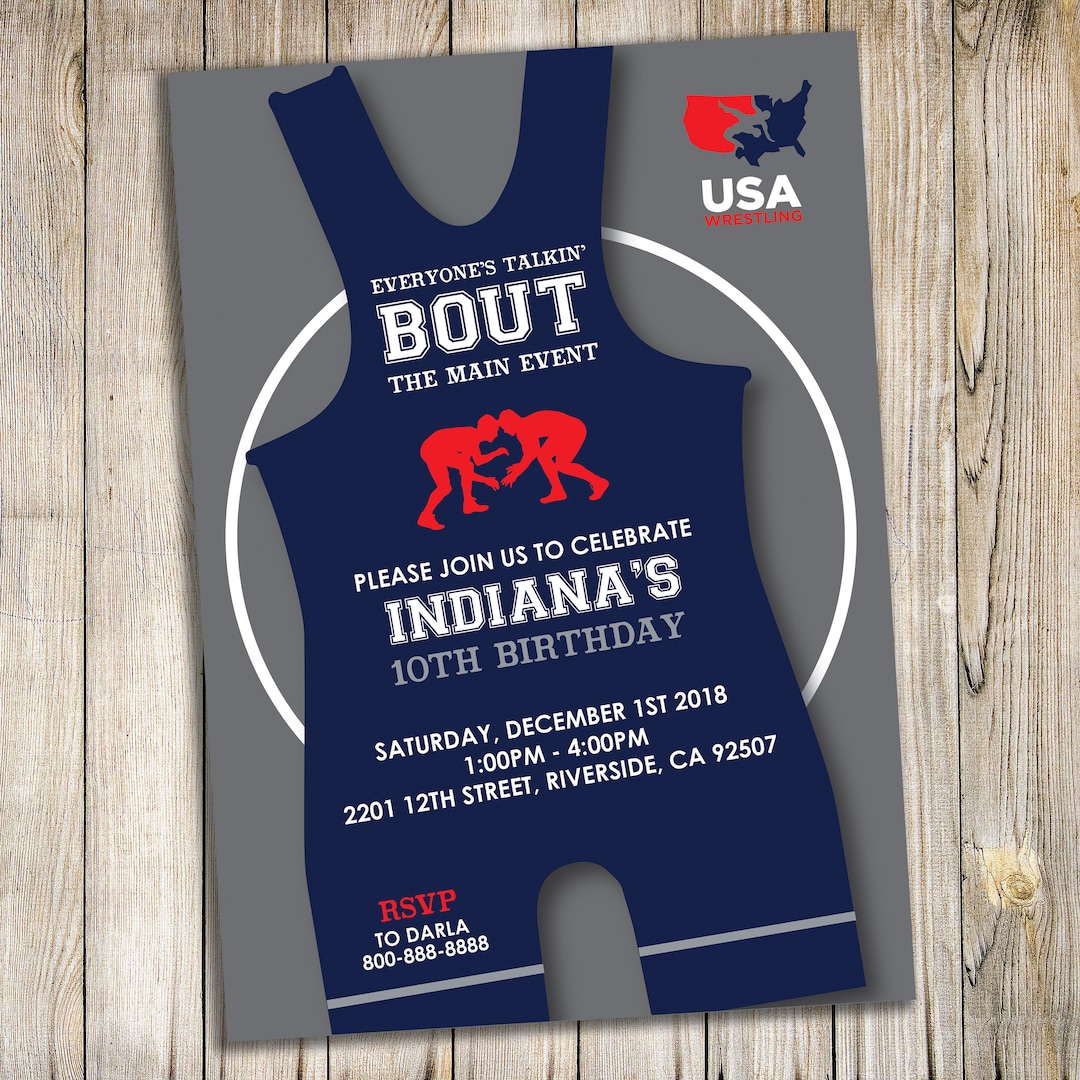 Wrestling Birthday Party Invitation / Sports Birthday Party Invite ...