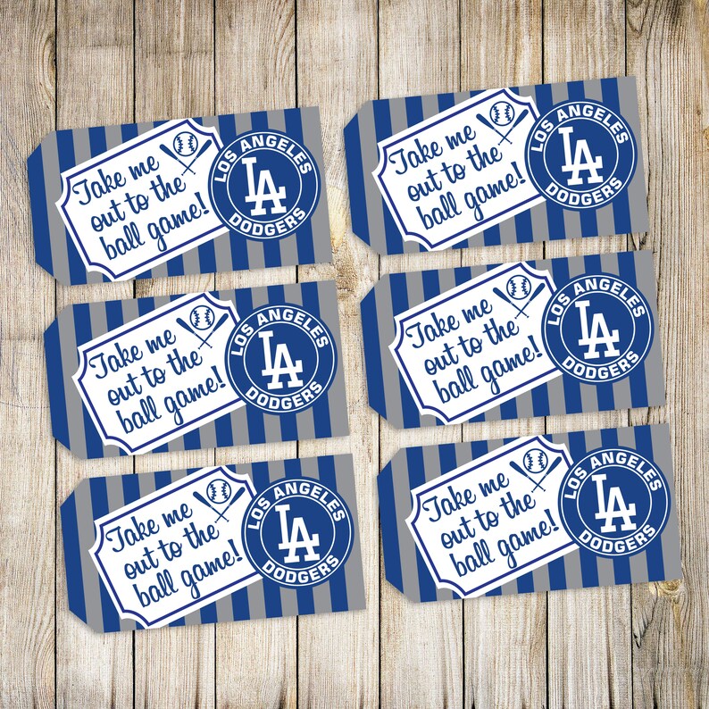 Dodgers Baseball Party Favor Tags / Birthday Party Gift Tags / | Etsy