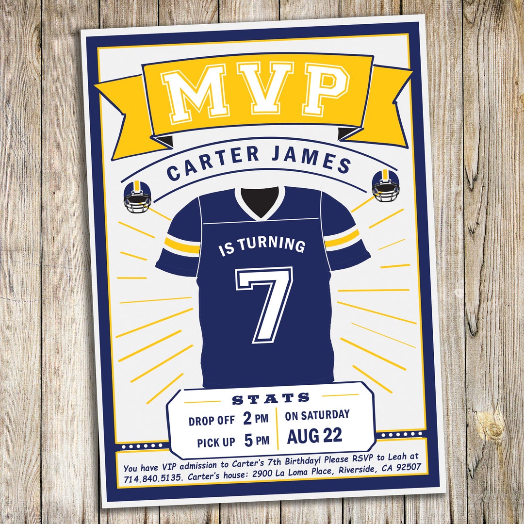 Football Theme Birthday Party Invitation / Original Colors Los Angeles ...