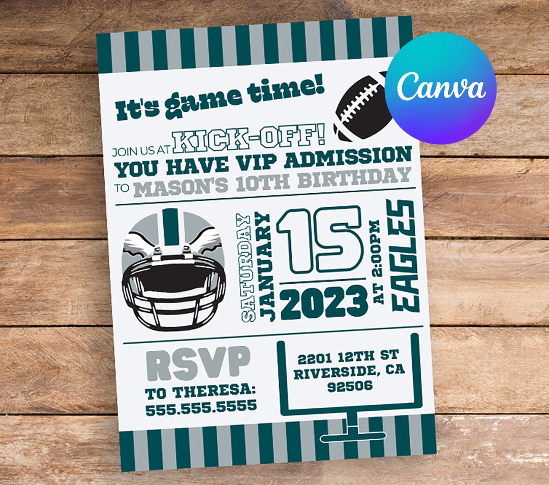 Instant Digital Download, Eagles Theme Birthday Party Invitation ...