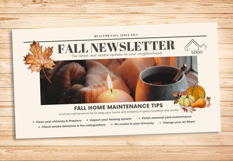 Instant Digital Download, Fall Real Estate Theme Postcard, Newsletter ...