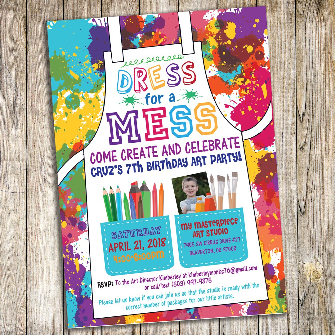 Art Studio / Painting Birthday Party Invitation / Art Party Invite ...
